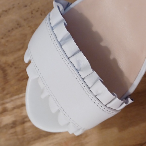 kate spade | Shoes | New Kate Spade Thomas White Leather Ruffle Cork ...